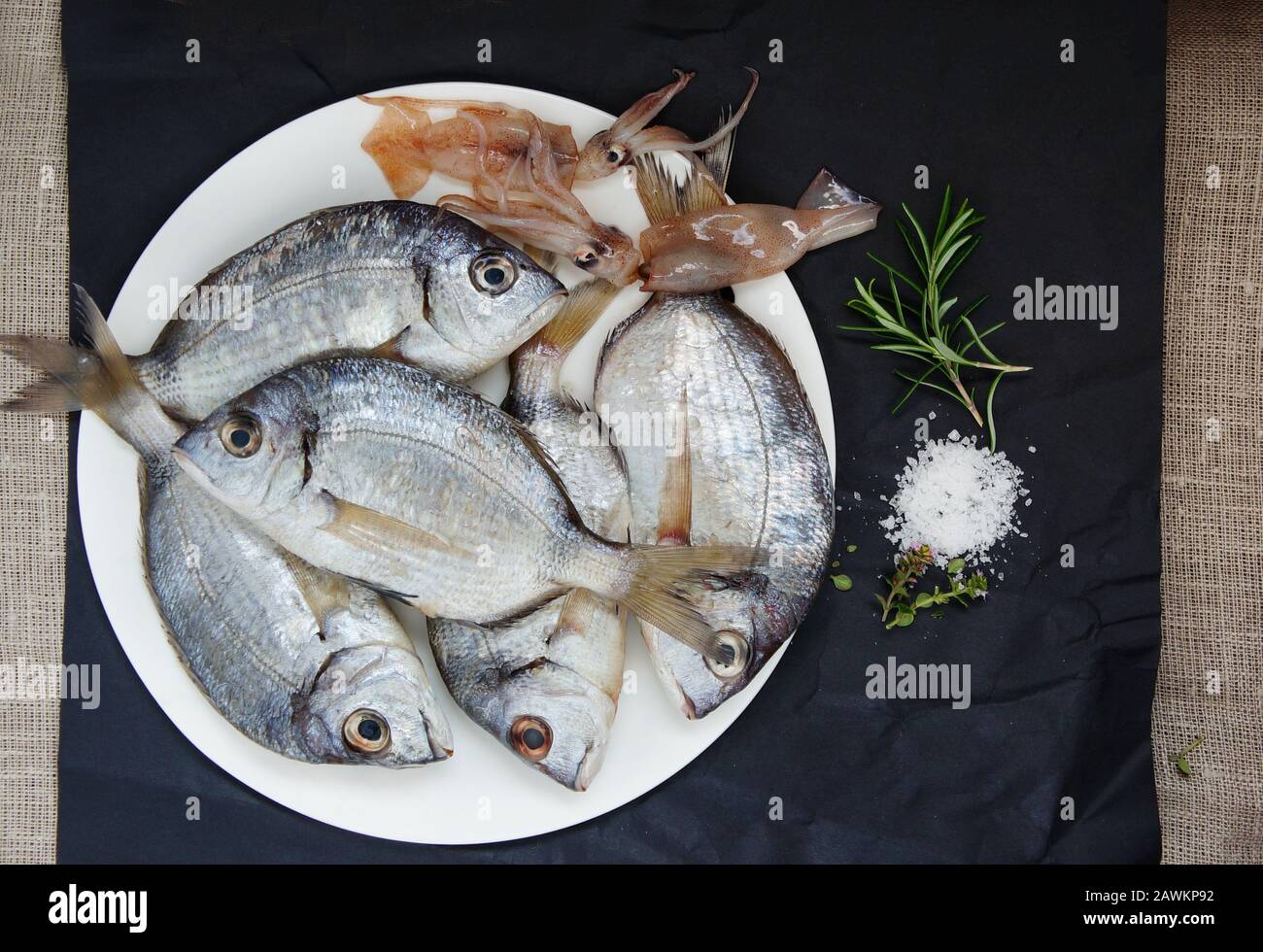 mixed raw fresh fish for the preparation of soup, Sea bream, scorpion ...