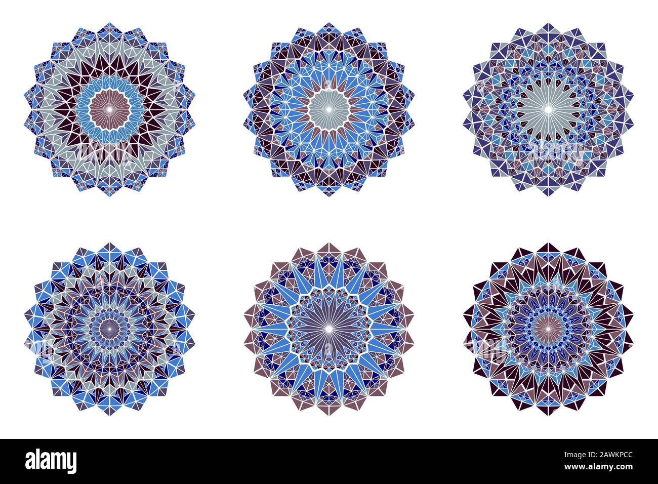 Colorful geometrical triangle mandala logo set - ornamental polygonal ...