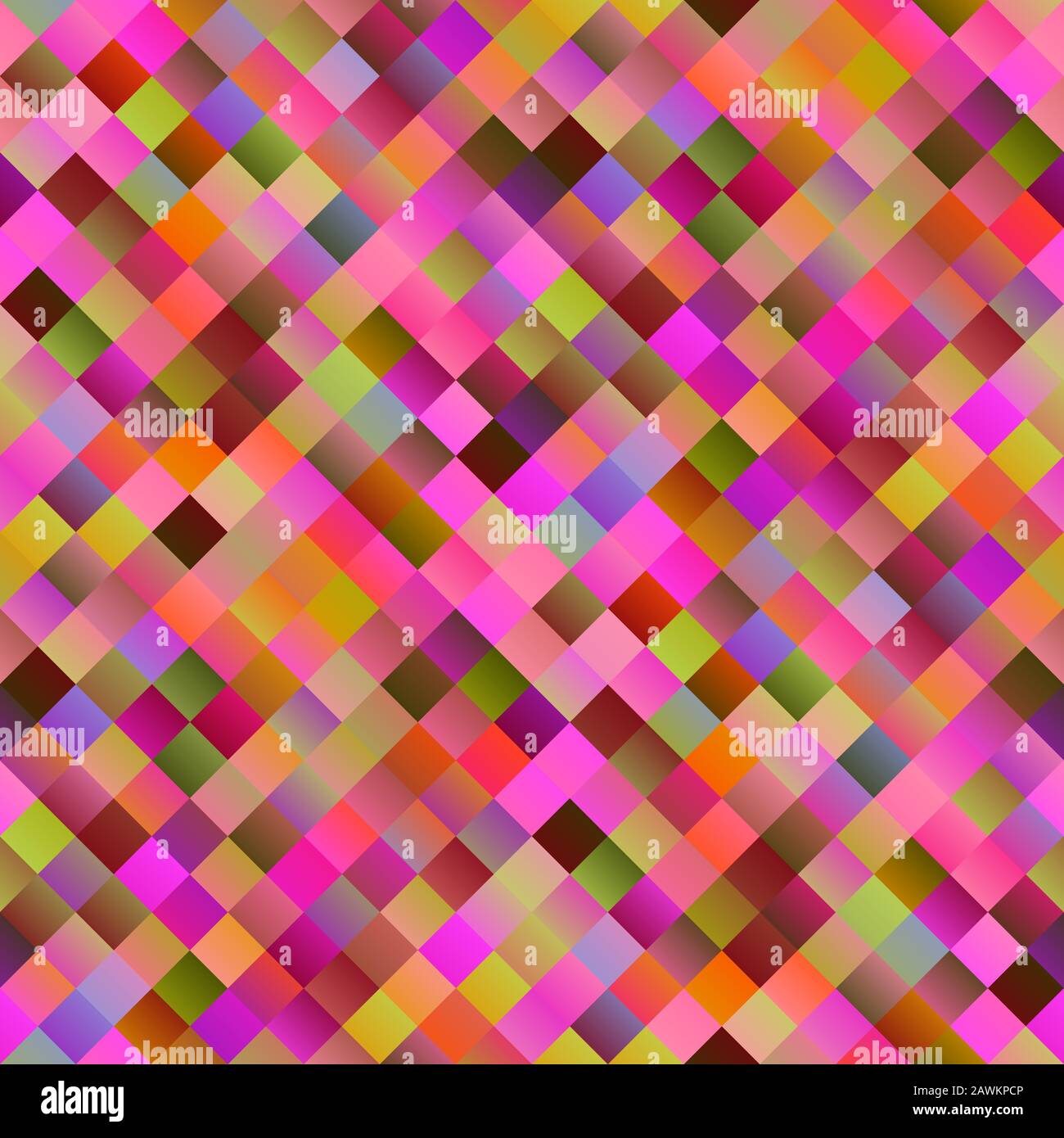 Seamless geometrical square pattern background - colorful vector graphic design from diagonal ...