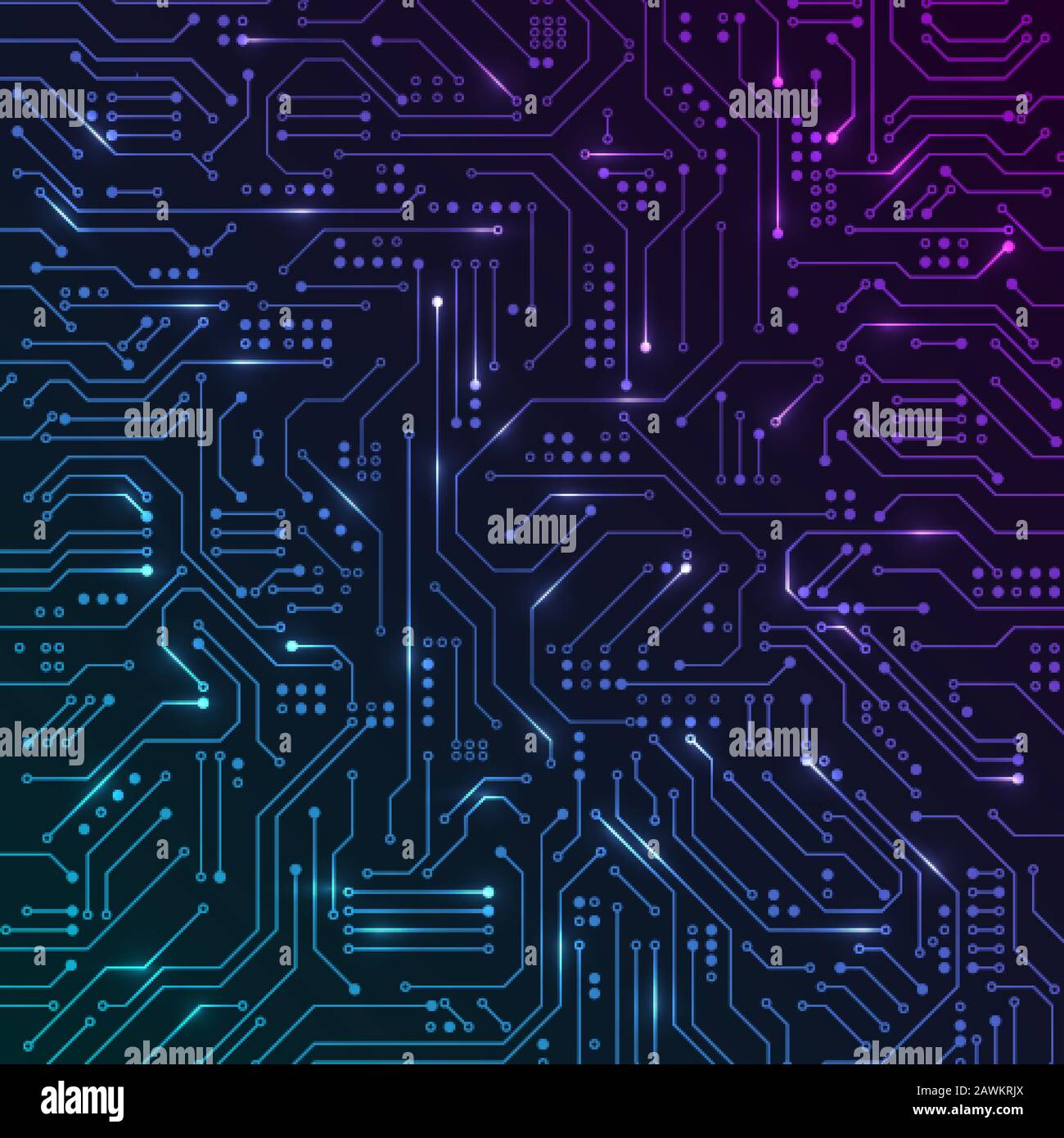 Circuit. Bright Tracks and connections on the computer board. Hardwere abstract texture ...