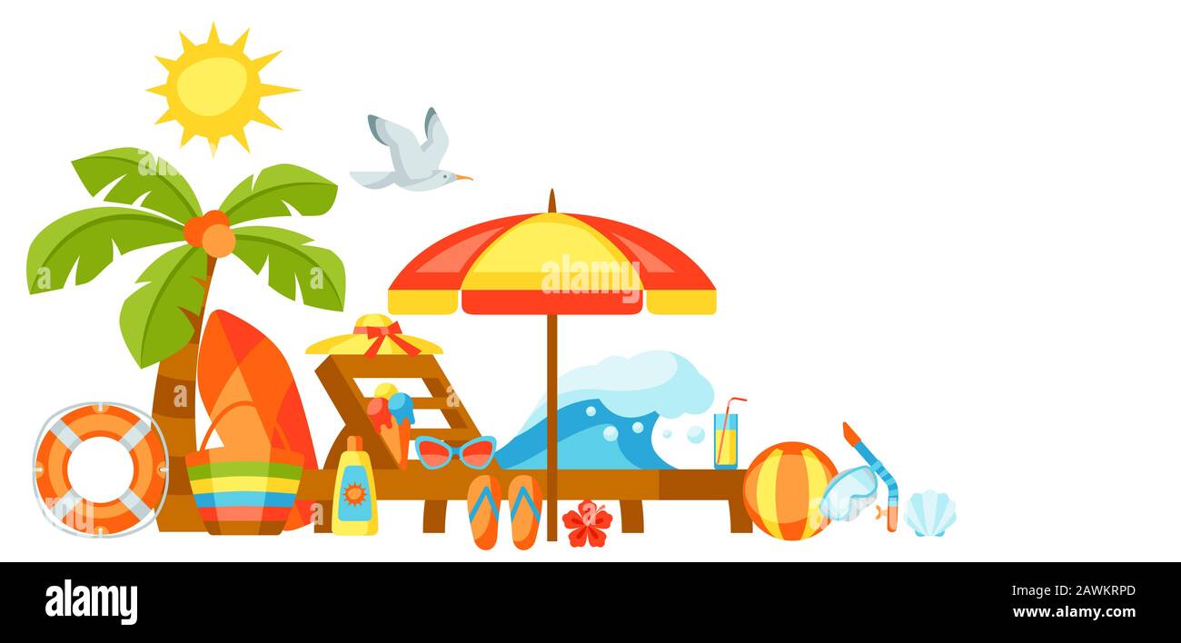 Beach summer vacation background shell Cut Out Stock Images & Pictures ...