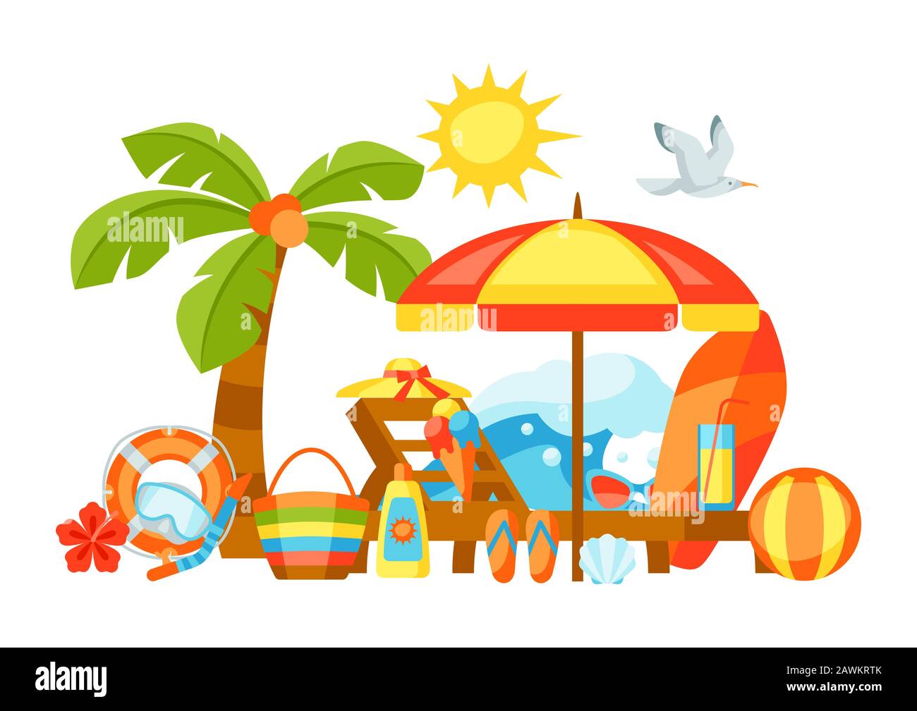 Background with summer and beach objects Stock Vector Image & Art - Alamy