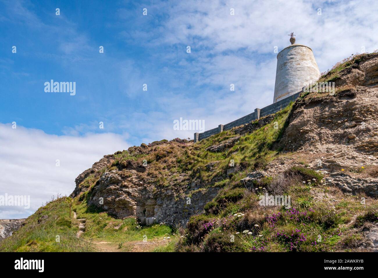 The 'Pepperpot', north cliff, Portreath, north Cornwall, UK Stock Photo ...