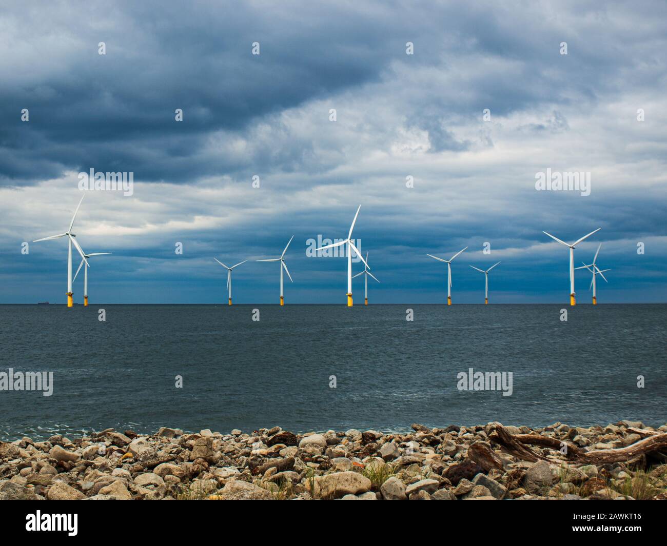 Offshore wind farm windmill turbines Stock Photo - Alamy