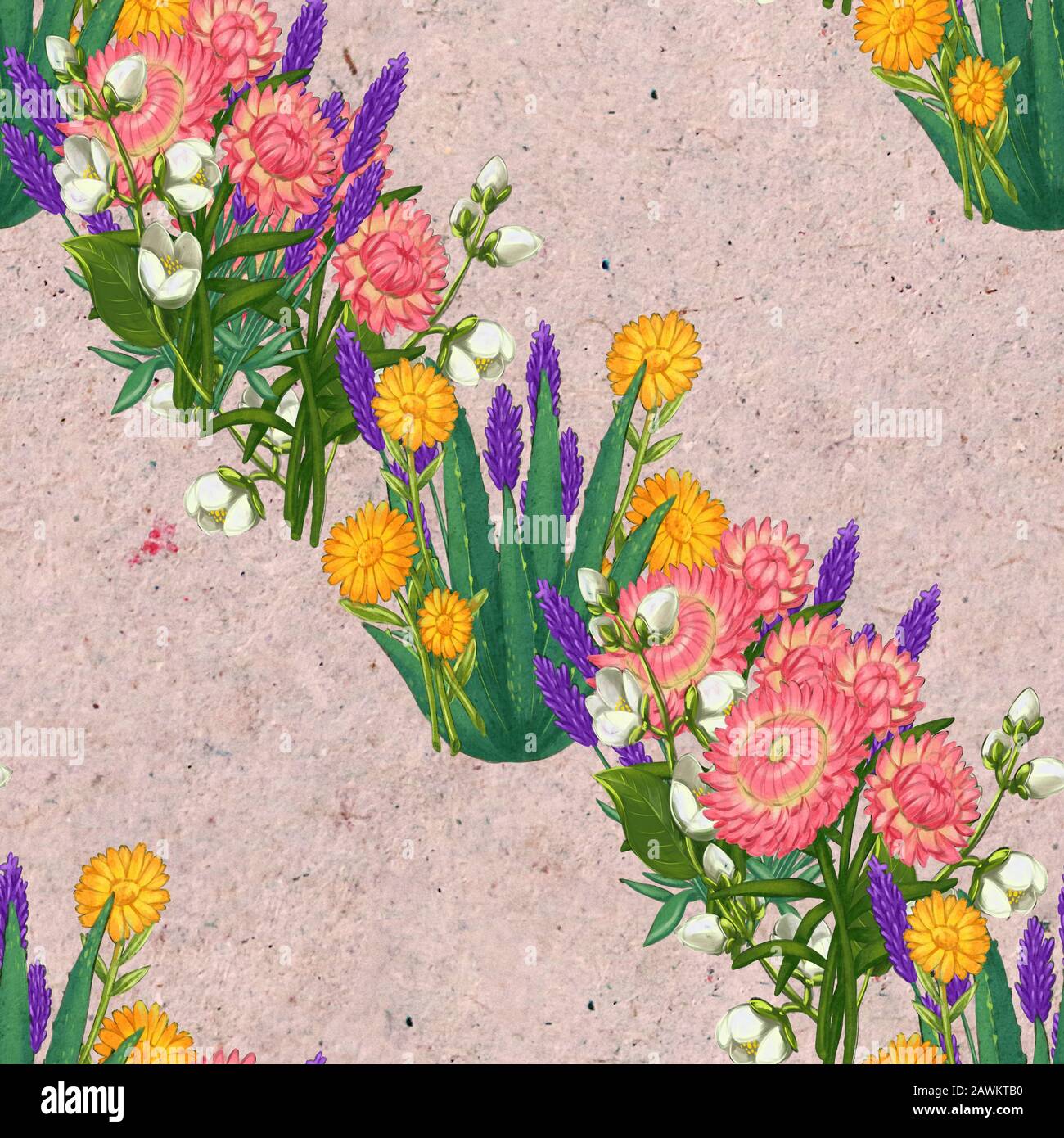 Hand drawn medicinal plant seamless pattern. Healing herbs drawing on ...