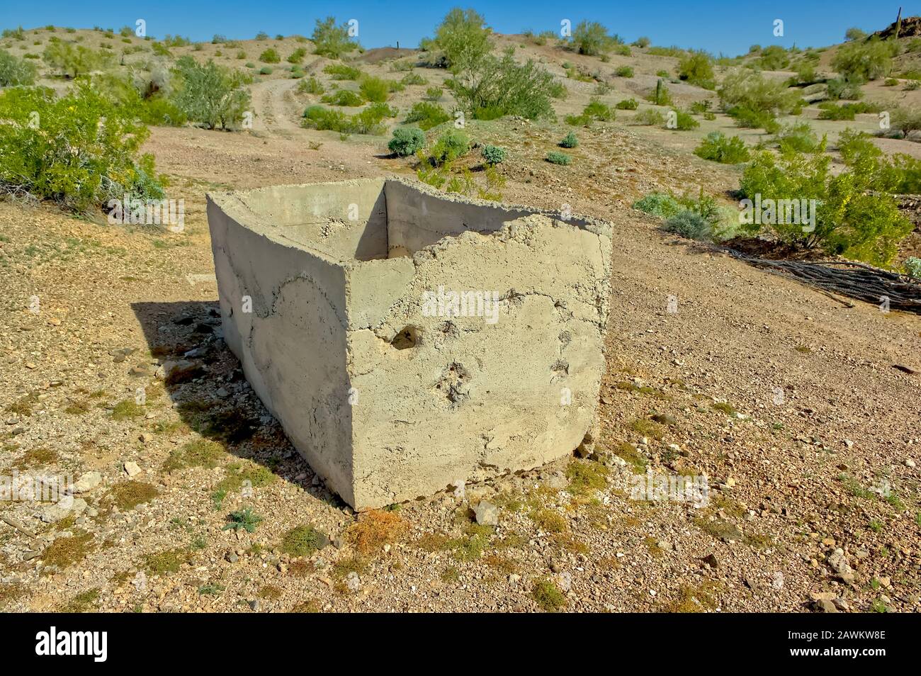 A broken concrete Bath Tub in the abandoned ghost town of Sundad ...