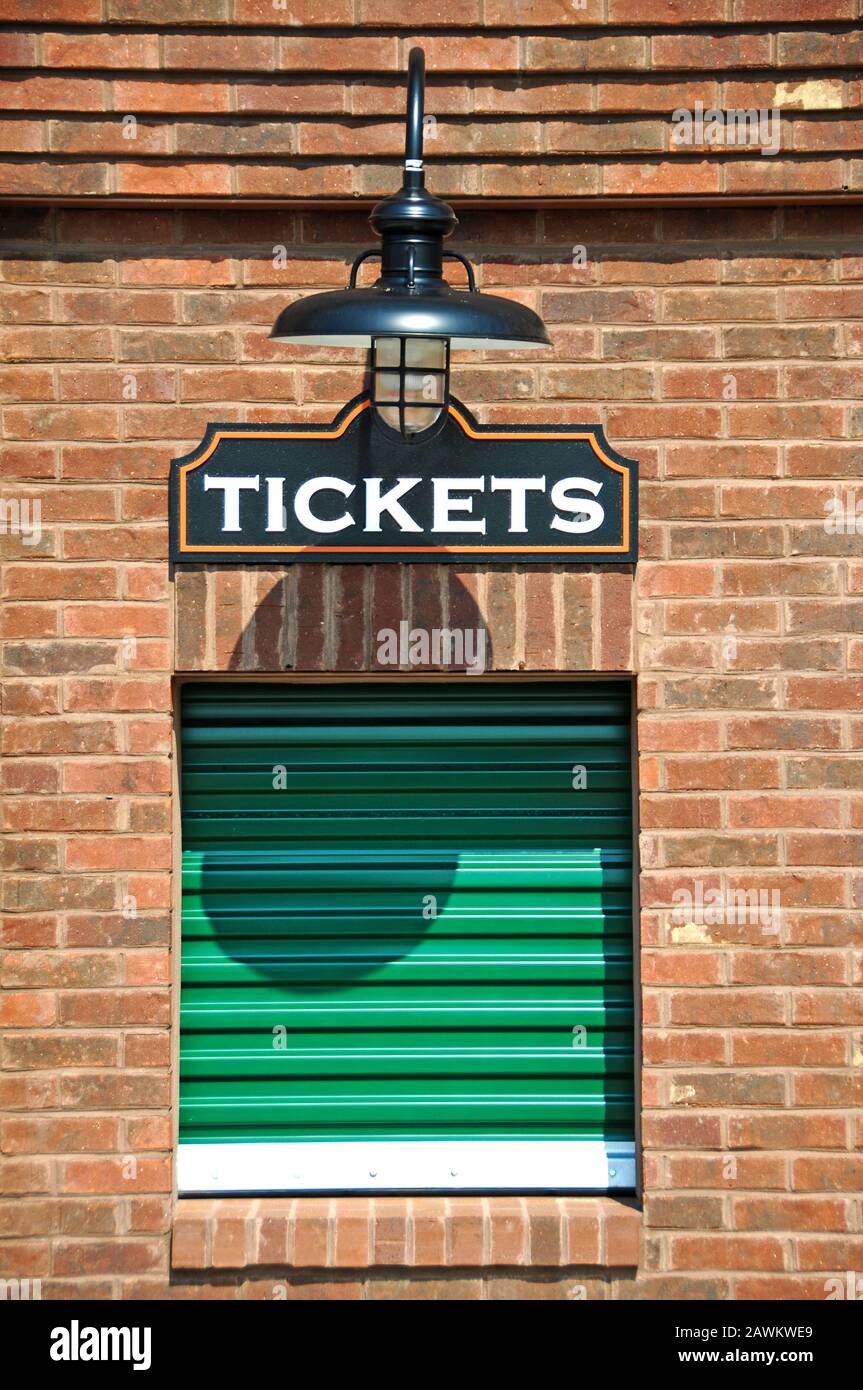 New Box Office with Closed Ticket Window Stock Photo - Alamy