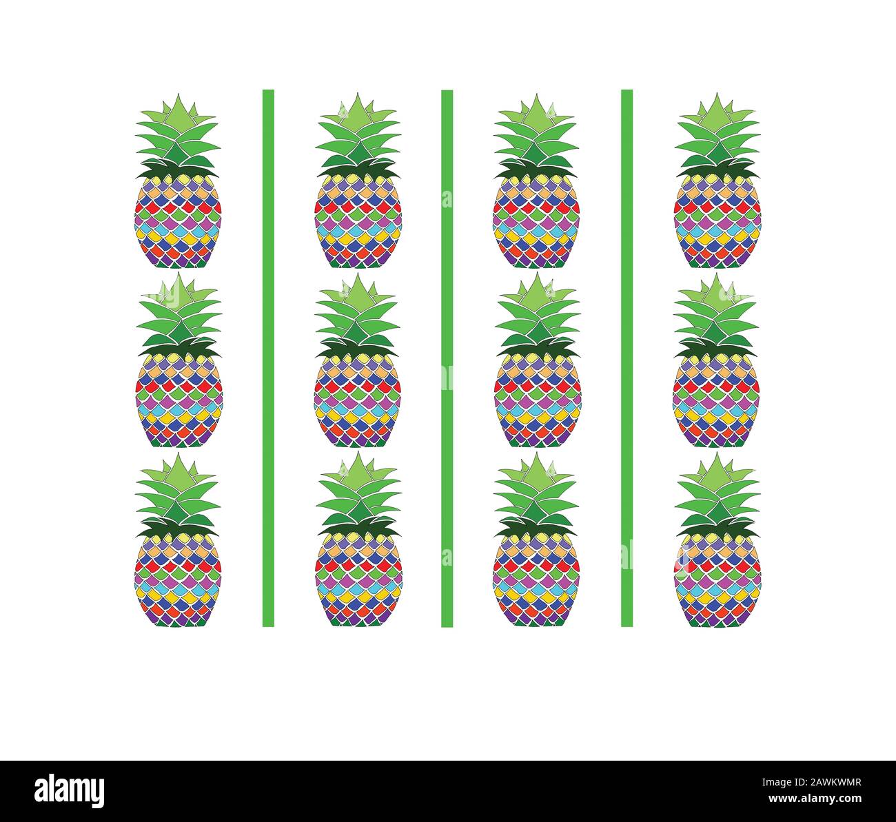 Pineapple fruit line drawing Cut Out Stock Images & Pictures - Alamy