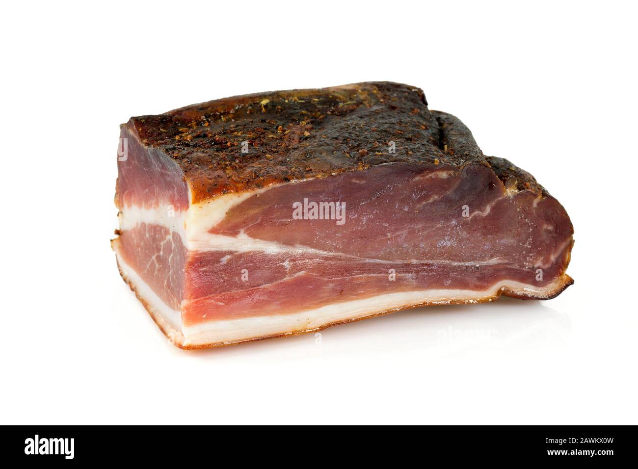 italian speck isolated on white background Stock Photo - Alamy