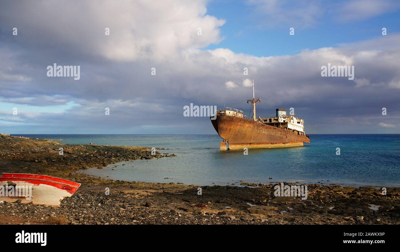 British ship Temple Hall near Arrecife, Lanzarote, Spain Stock Photo ...