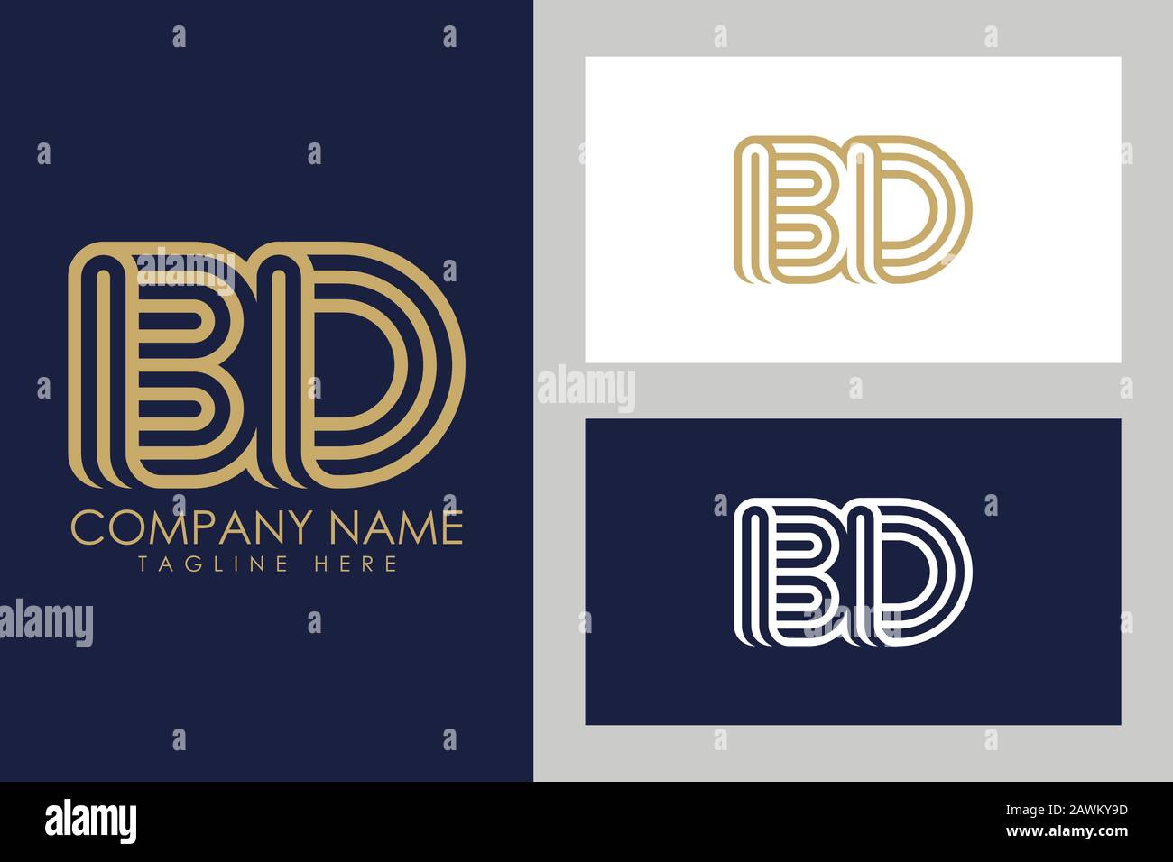 B and D combination Lines Letter Logo Creative Line Letters Design ...