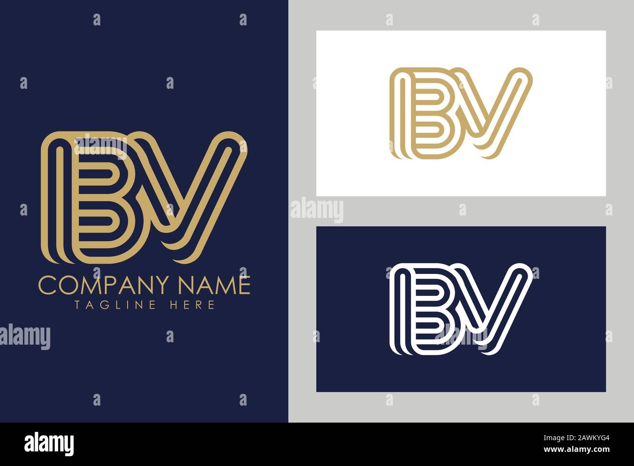 B and V combination Lines Letter Logo Creative Line Letters Design ...