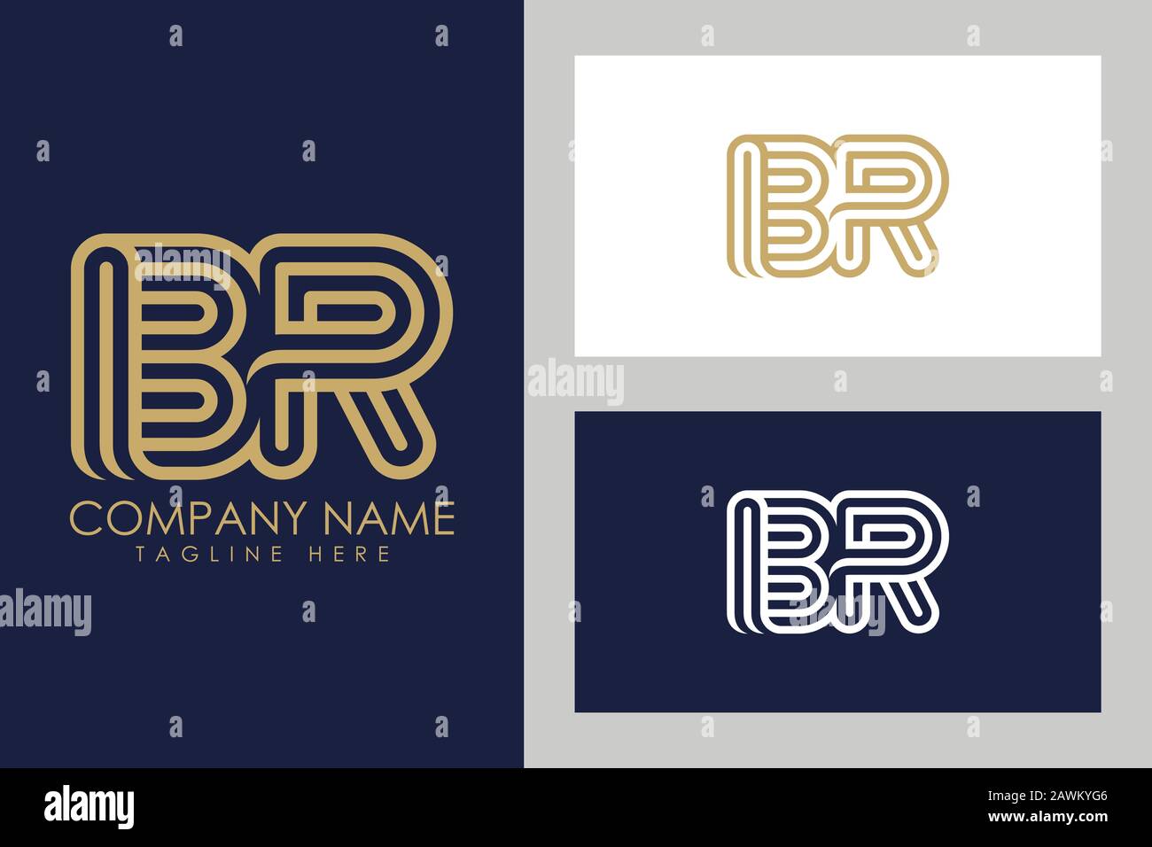 B and R combination Lines Letter Logo Creative Line Letters Design ...