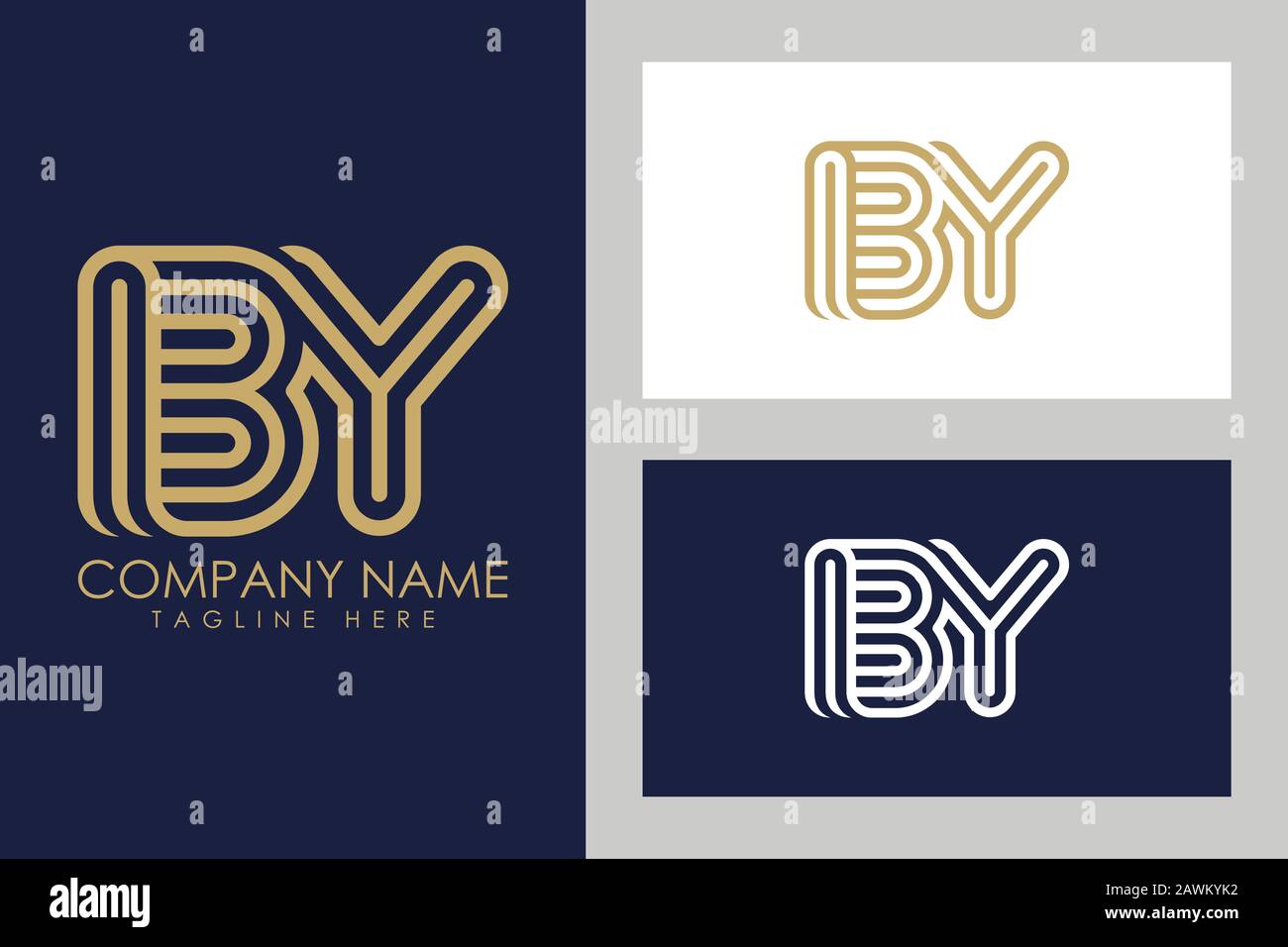 B and Y combination Lines Letter Logo Creative Line Letters Design ...