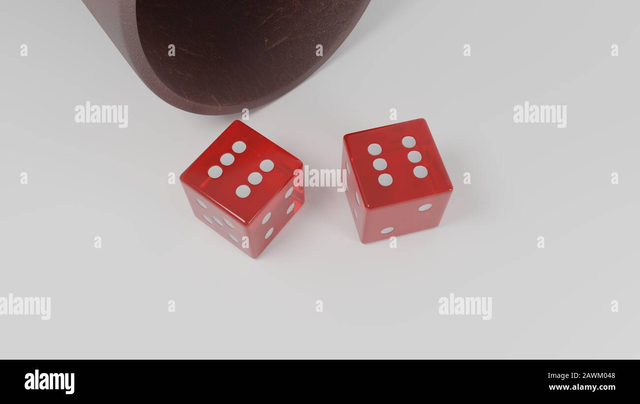 Rolled dice showing two sixes Stock Photo - Alamy