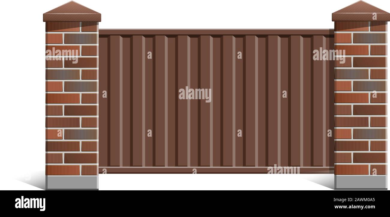 Brick metal fence door Cut Out Stock Images & Pictures - Alamy