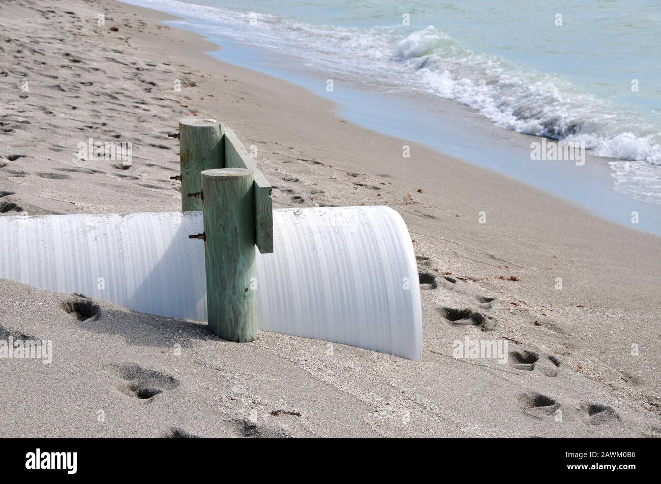 Drainage Pipe to Control Beach Erosion Stock Photo - Alamy