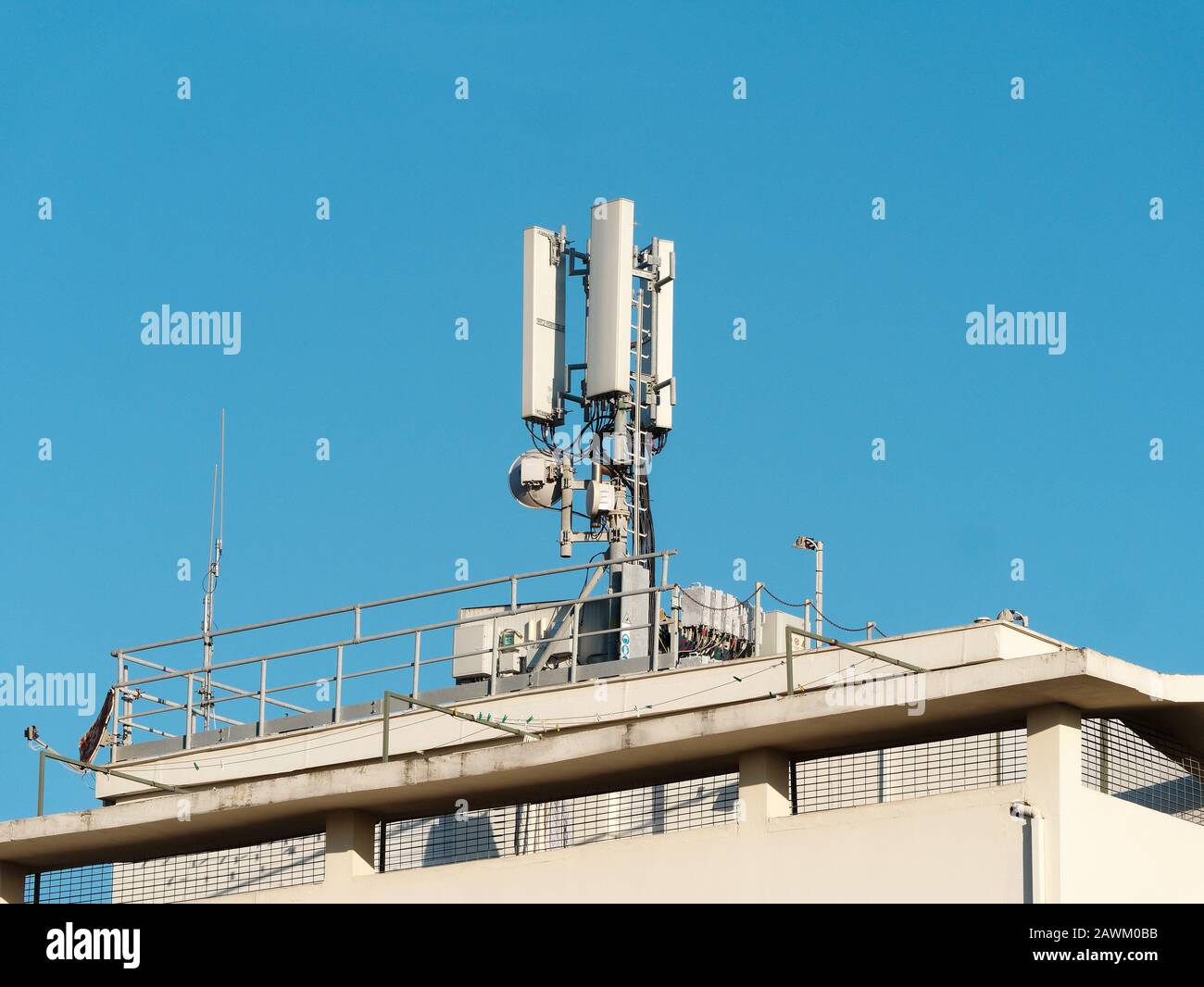 Antenna Mobile Communication on the top of a building Stock Photo - Alamy