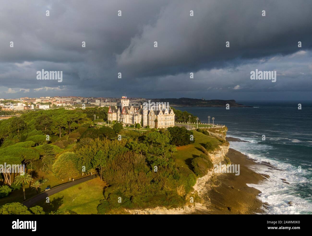 Aerial view of the Magdalena Palace in Santander Stock Photo - Alamy