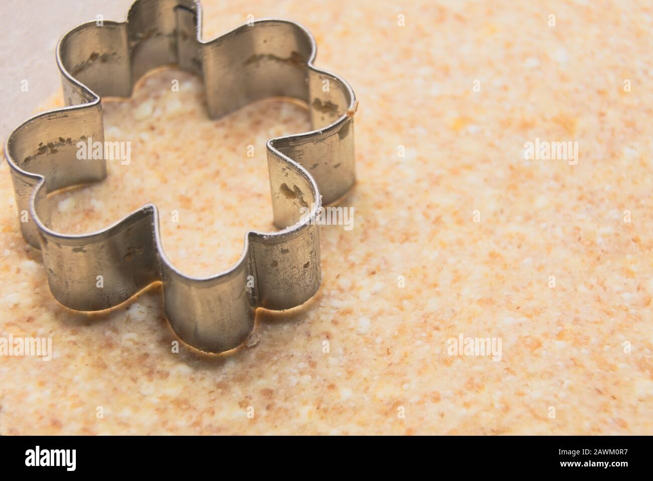 Four-leaf Clover Shaped Cutting Form on Flat Cottage Cheese Dough Stock ...