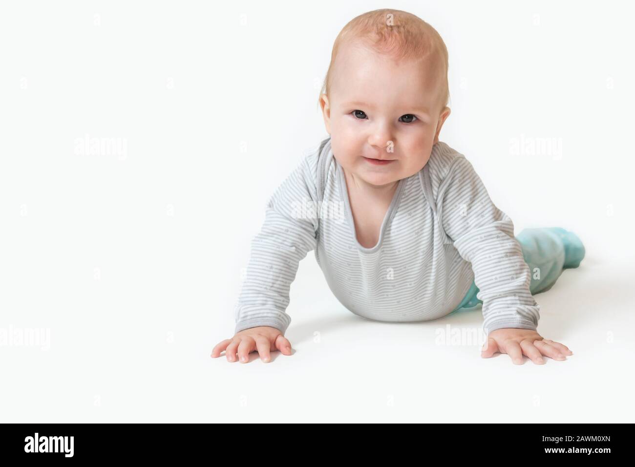 Boy leaning on hands Cut Out Stock Images & Pictures - Alamy