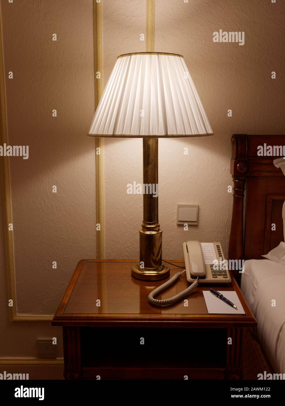 bedside table lamp interior shot Stock Photo - Alamy