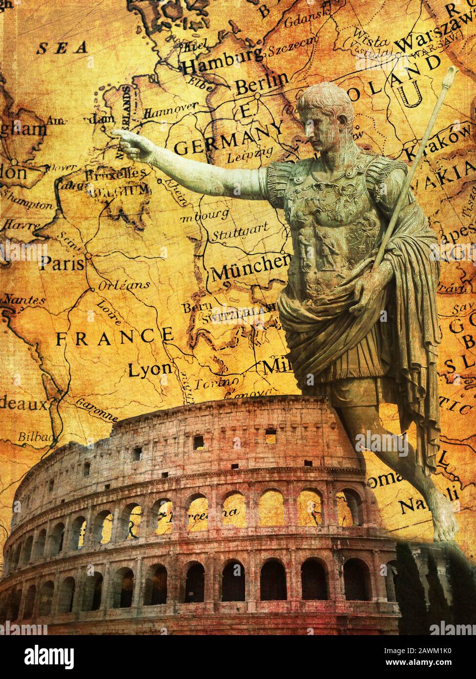 Ancient Romans Signs Background with Imperator Statue Conqueror ...