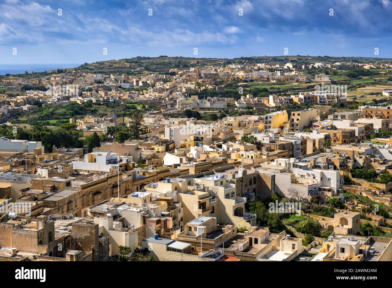 Victoria (Rabat) city on Gozo island, Malta, aerial view cityscape ...