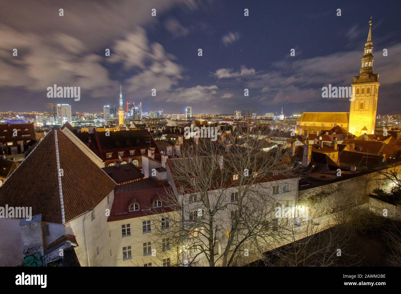 Kohtuotsa viewing platform at night in Tallinn, Estonia Stock Photo - Alamy