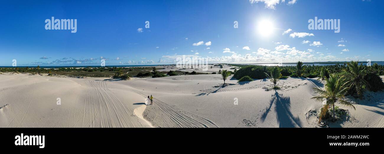 aerial panorama of the stunning dune landscape of Mangue Seco, Bahia ...