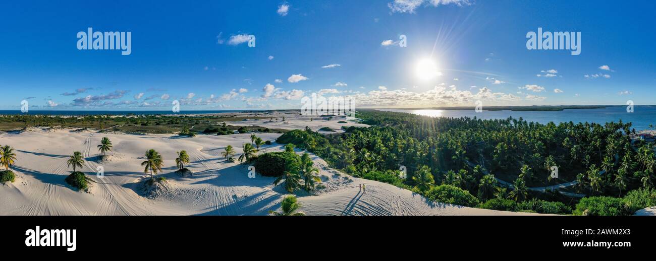 aerial panorama of the stunning dune landscape of Mangue Seco, Bahia ...