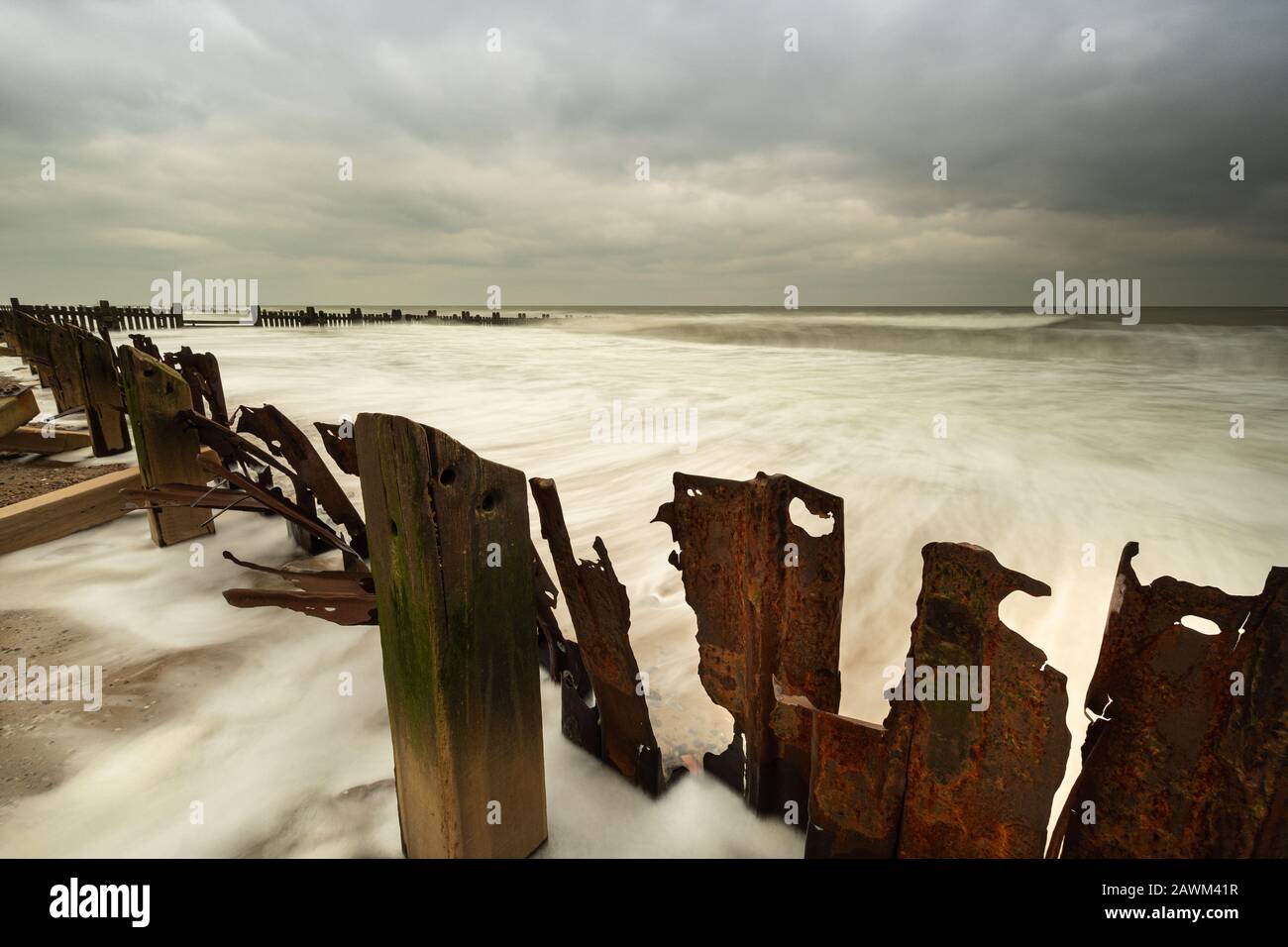 sea defences on the beach at Happisburg, Norfolk Stock Photo - Alamy