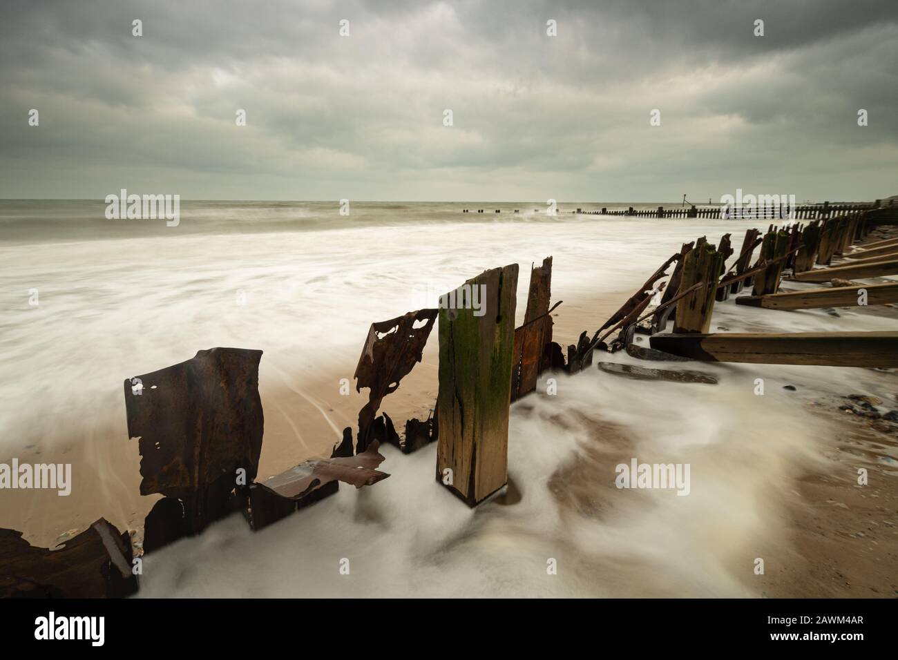 sea defences on the beach at Happisburg, Norfolk Stock Photo - Alamy