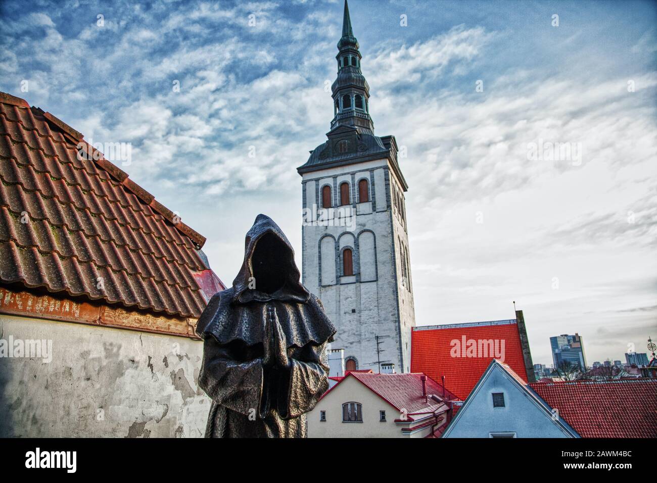 Faceless Monk Statue in Old Town Tallinn Stock Photo - Alamy