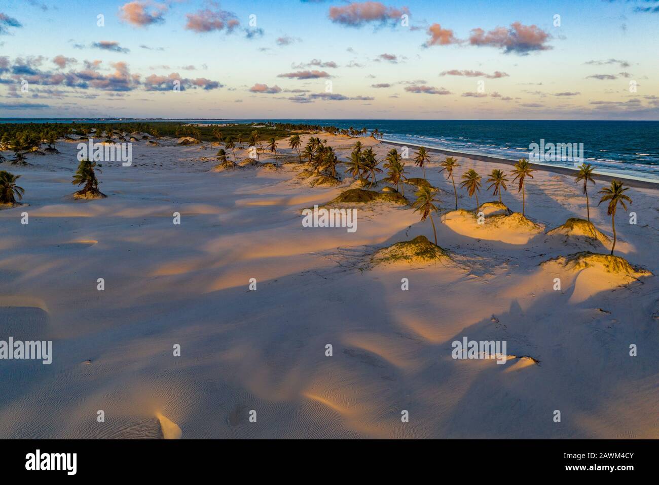 impressive panorama view of the beach and dune landscape of Mangue Seco ...