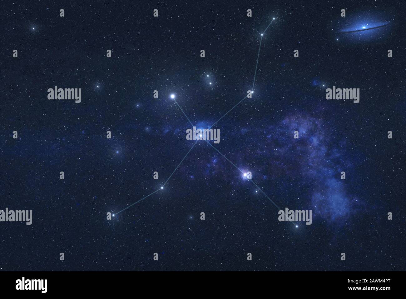 Cygni constellation stars in outer space. Cygni constellation lines ...