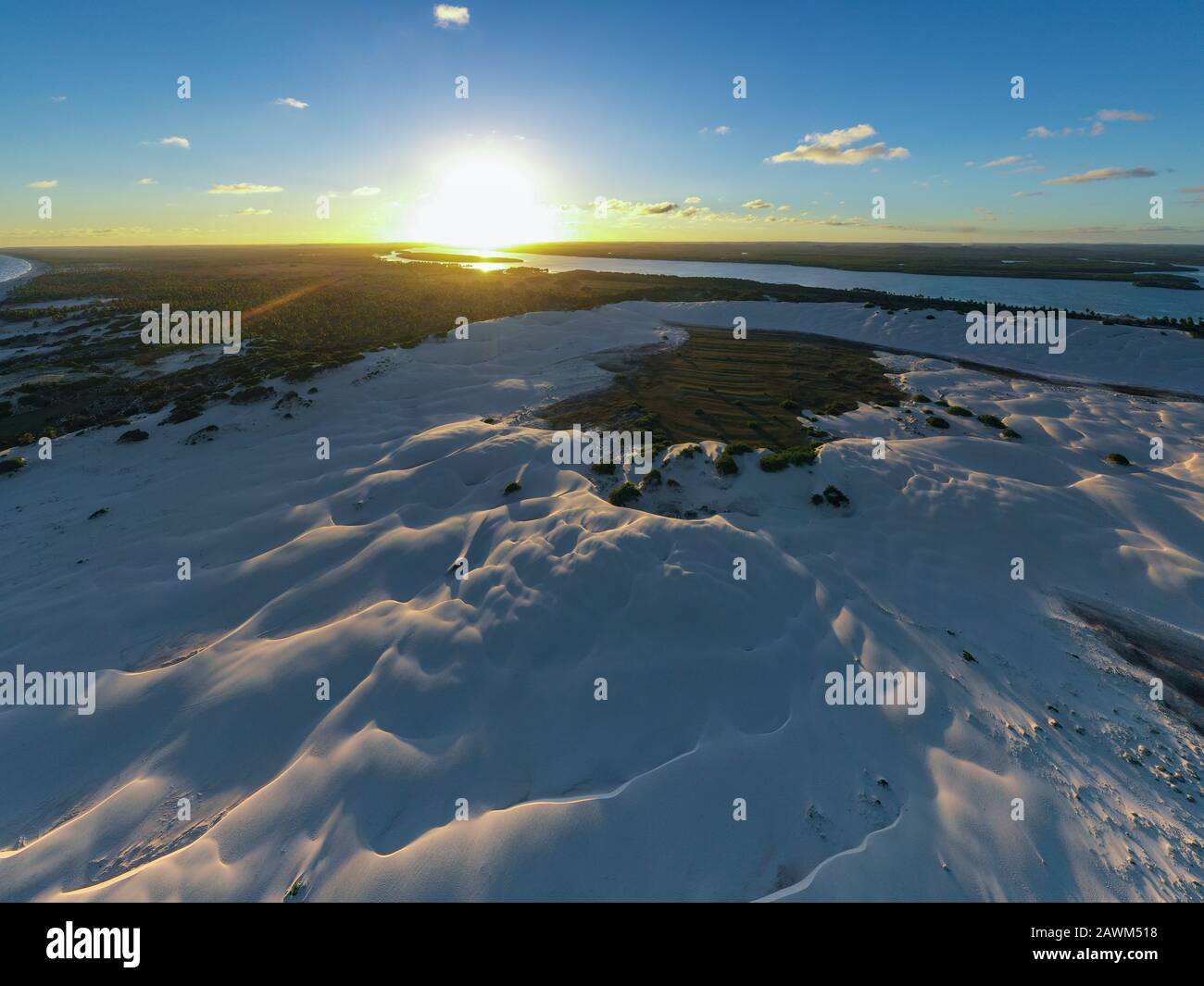 aerial panorama of the stunning dune landscape of Mangue Seco, Bahia ...