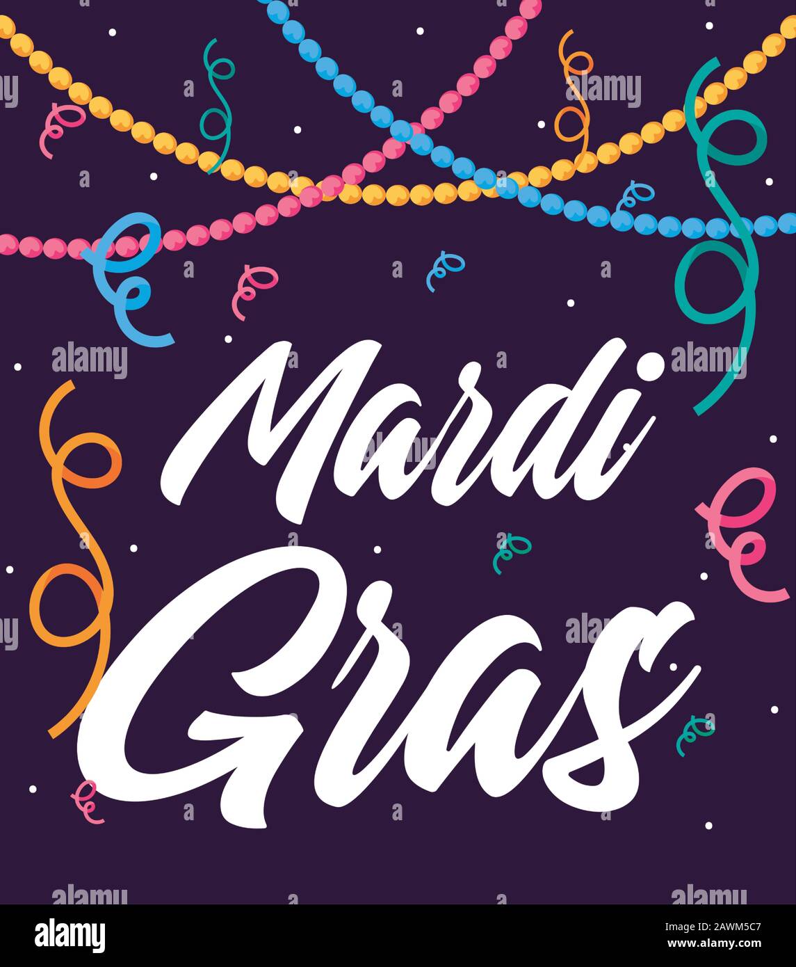 Mardi gras necklaces and confetti design, Party carnival decoration ...