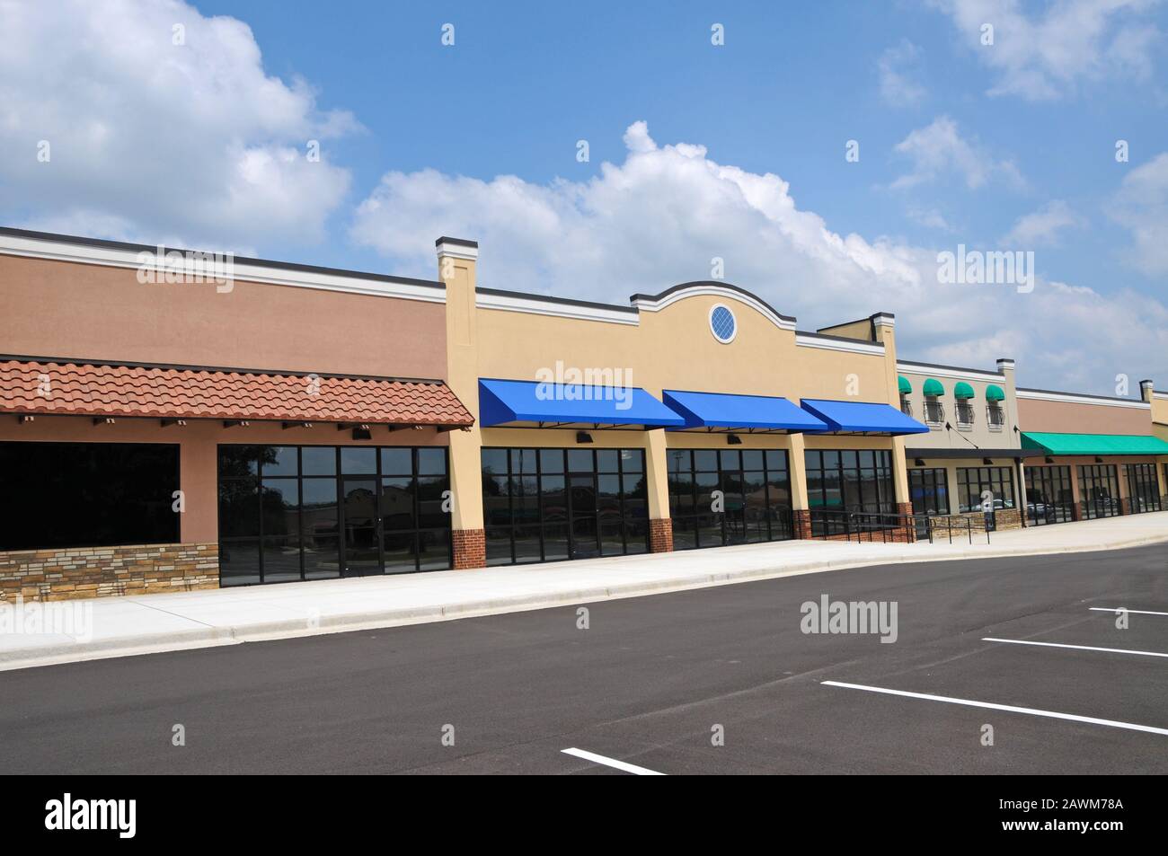 Store Fronts in a New Shopping Center Stock Photo - Alamy