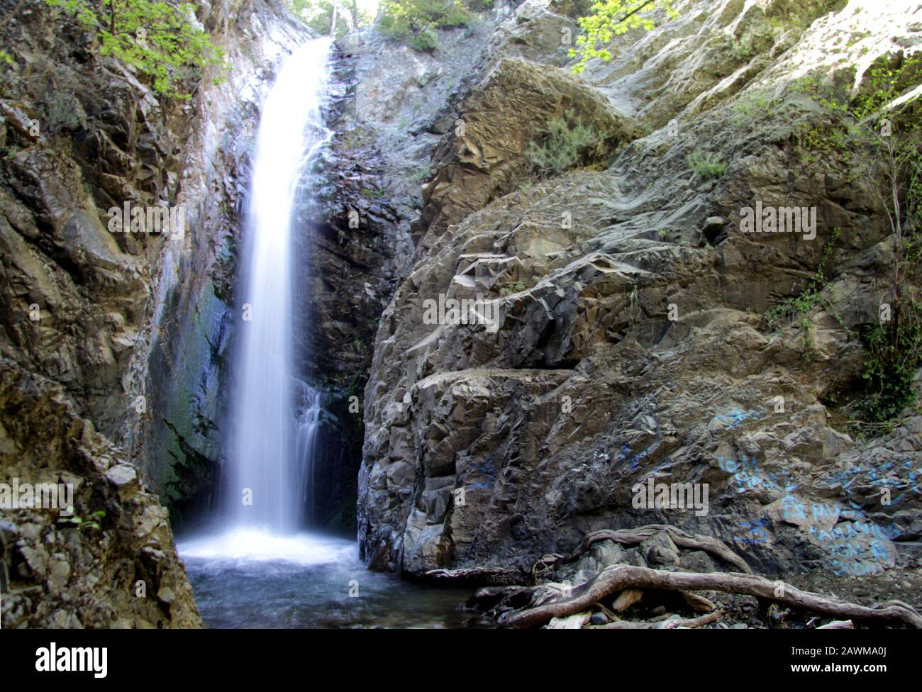 Cyprus Waterfall - Water & Rock Stock Photo - Alamy