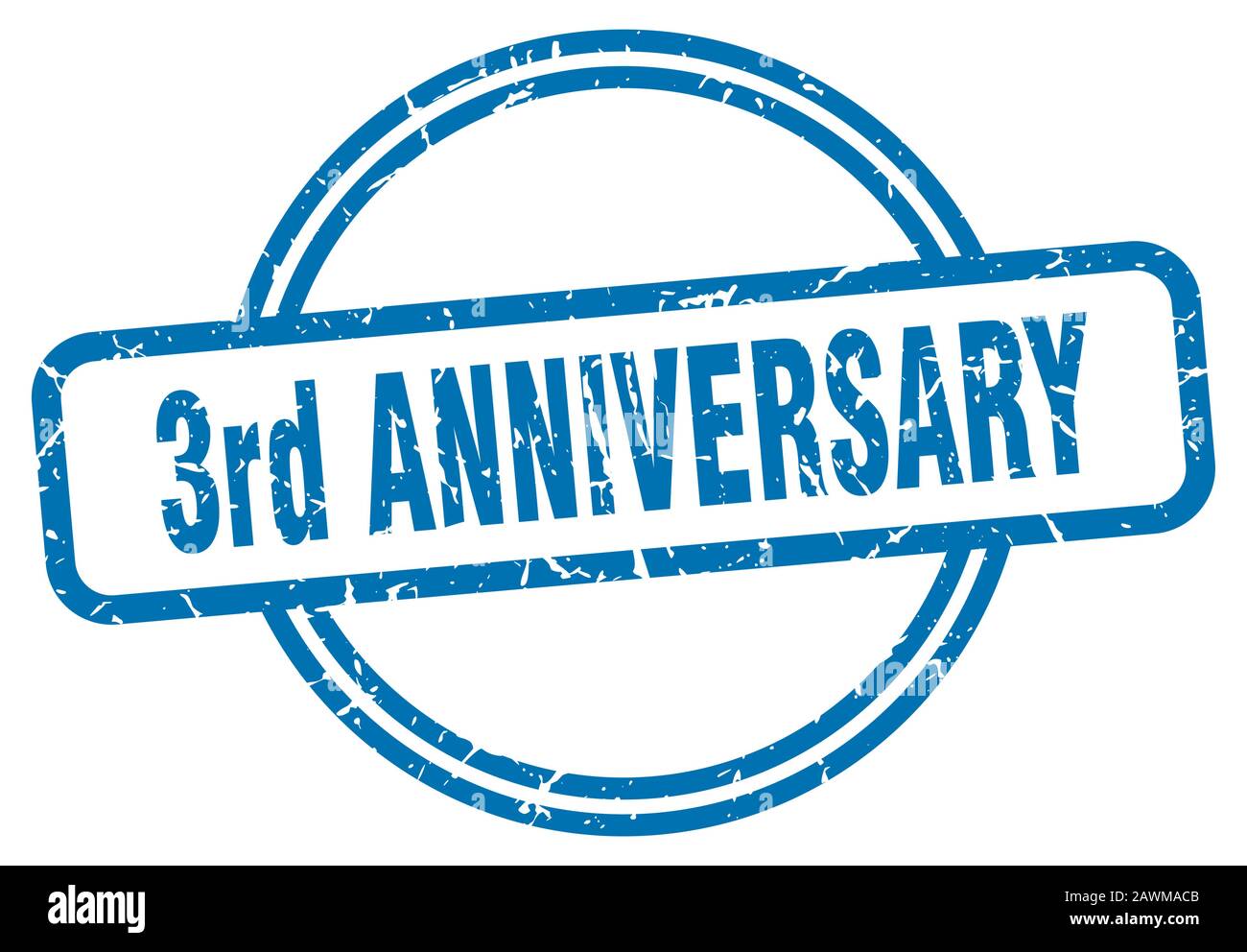 3rd anniversary stamp. 3rd anniversary round vintage grunge sign. 3rd ...