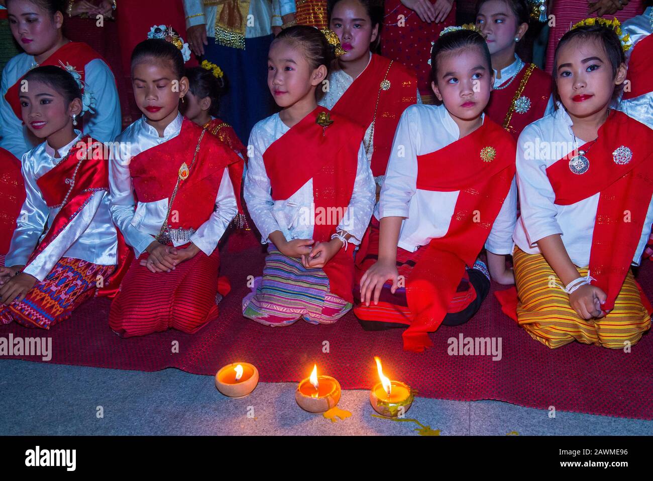 Thai children participates in Yee Peng festival in Chiang Mai ...