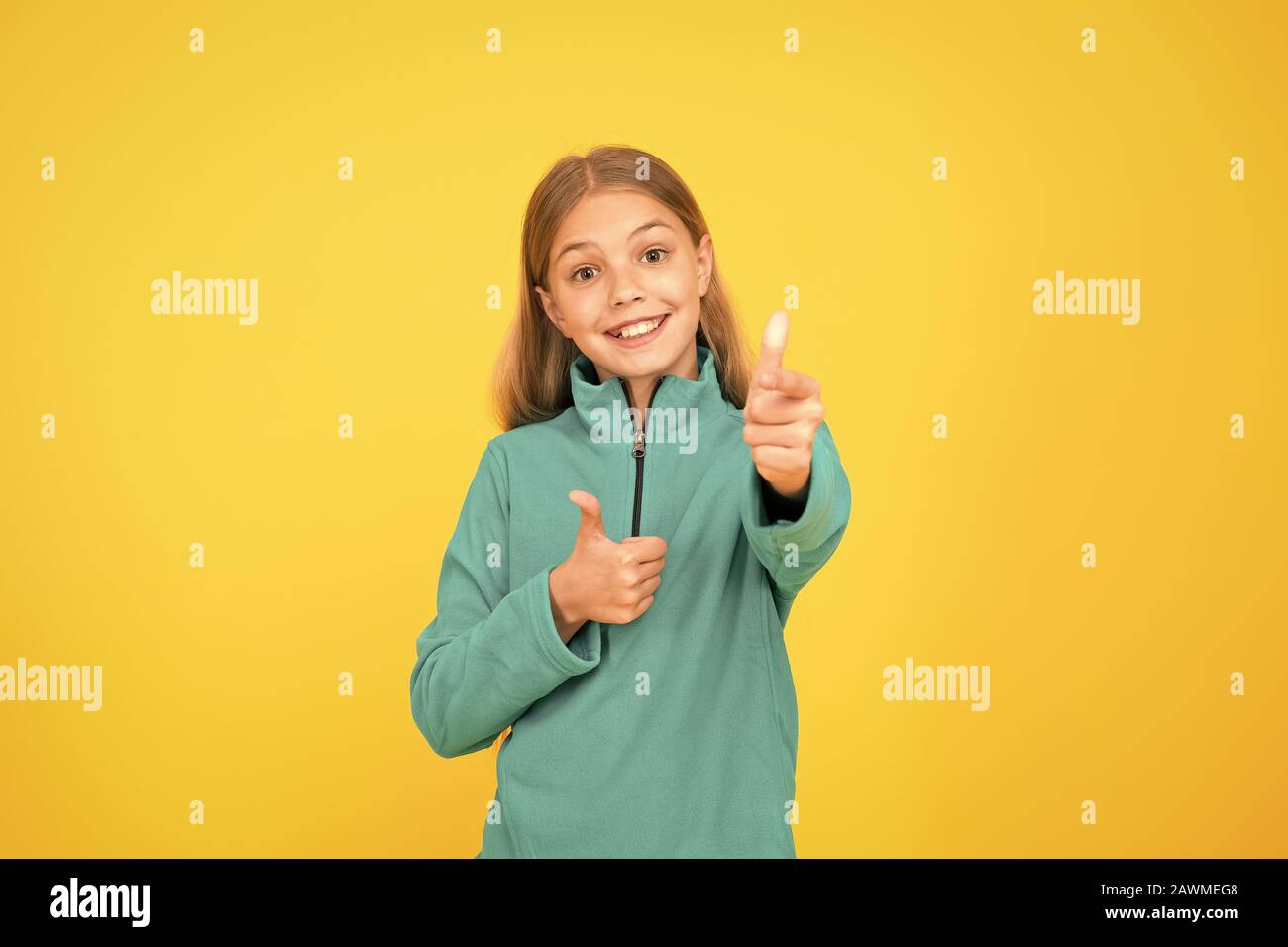 Good choice. Happy girl pointing gun hand gesture. Target and targeting ...