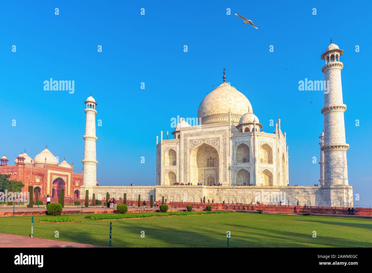 Taj Mahal complex, a famous UNESCO object in Agra, India Stock Photo ...