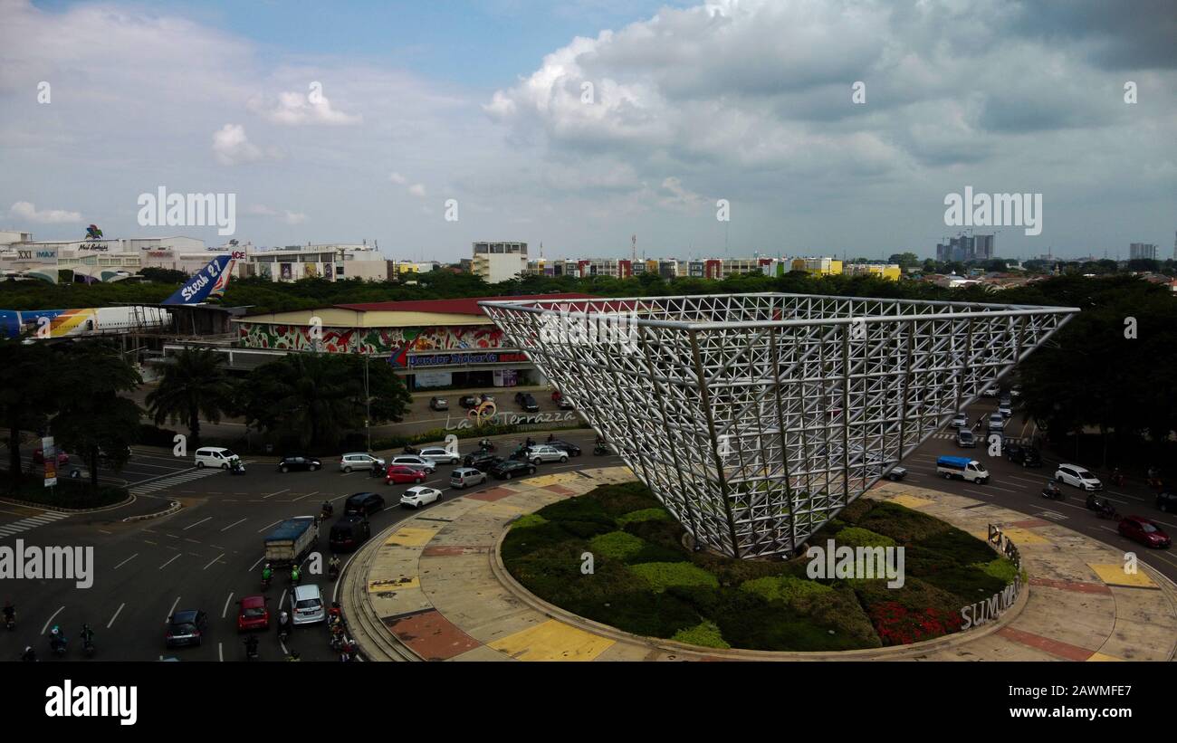 Bekasi, West Java, Indonesia - February 10 2020: Overhead aerial view ...