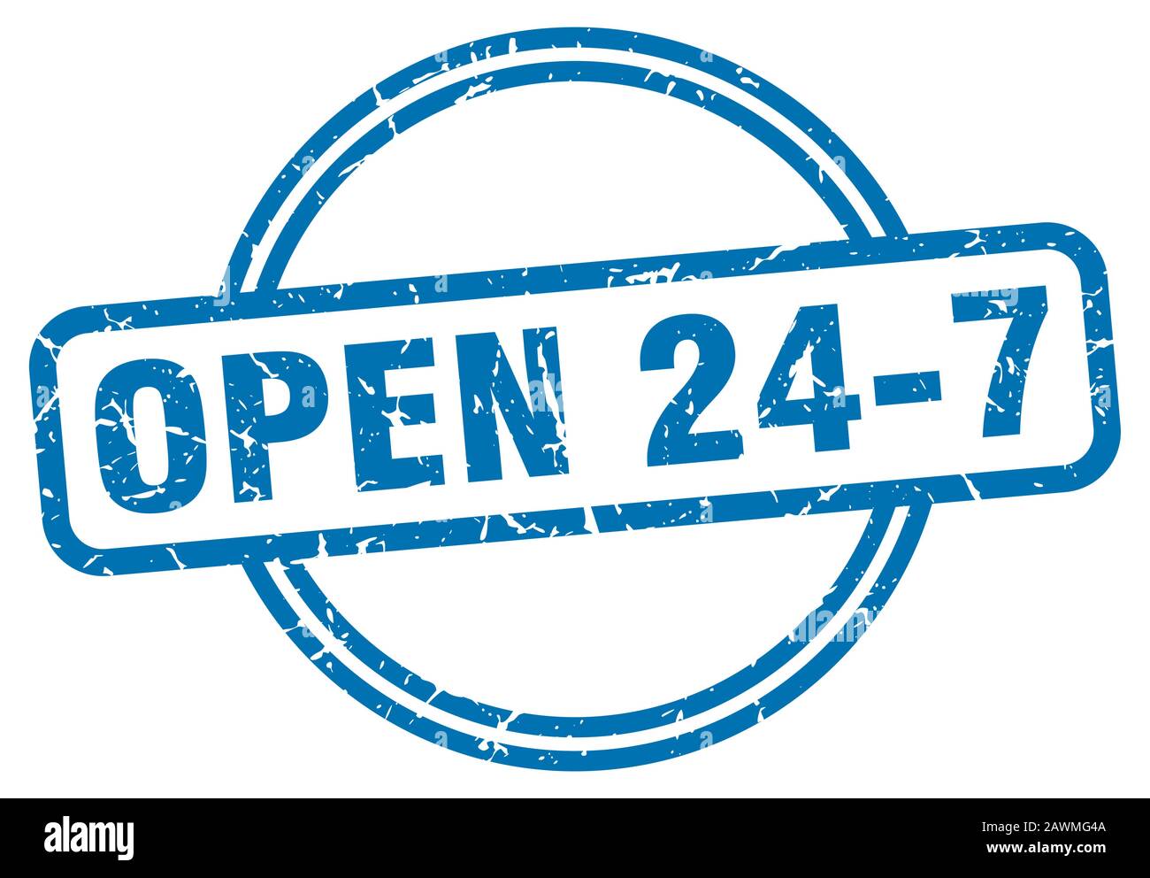 open 24 7 stamp. open 24 7 round vintage grunge sign. open 24 7 Stock ...