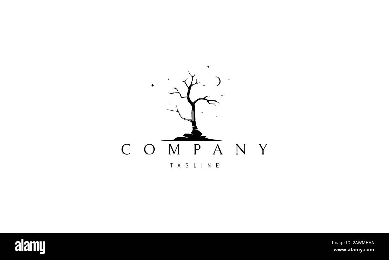 Vector logo on which an abstract image of a gloomy tree at night Stock ...