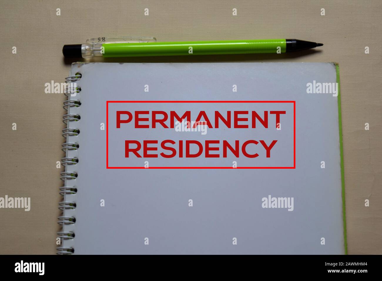 Permanent Residency write on a book isolated on Office Desk Stock Photo ...