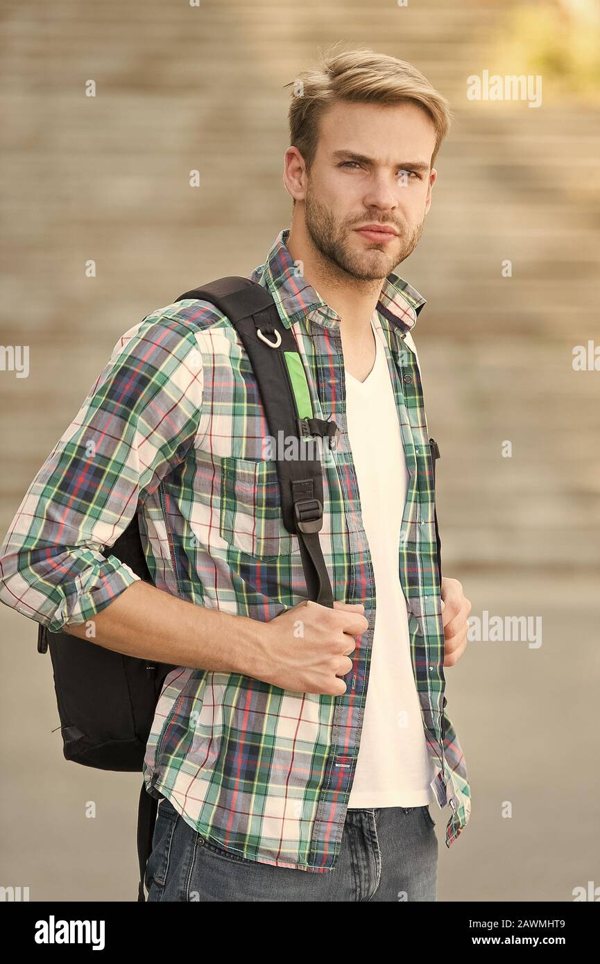 College education. College life. Modern student. College student with ...