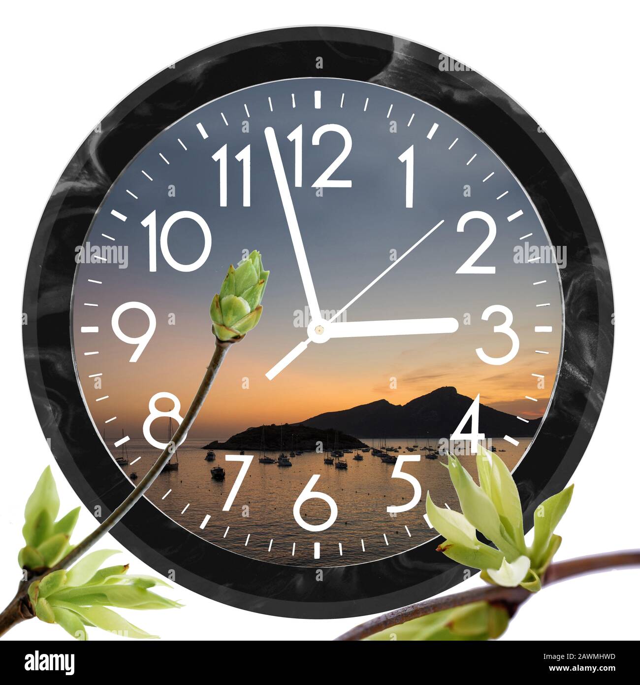 Daylight Saving Time (DST). Wall Clock going to summer time (+1). Turn ...